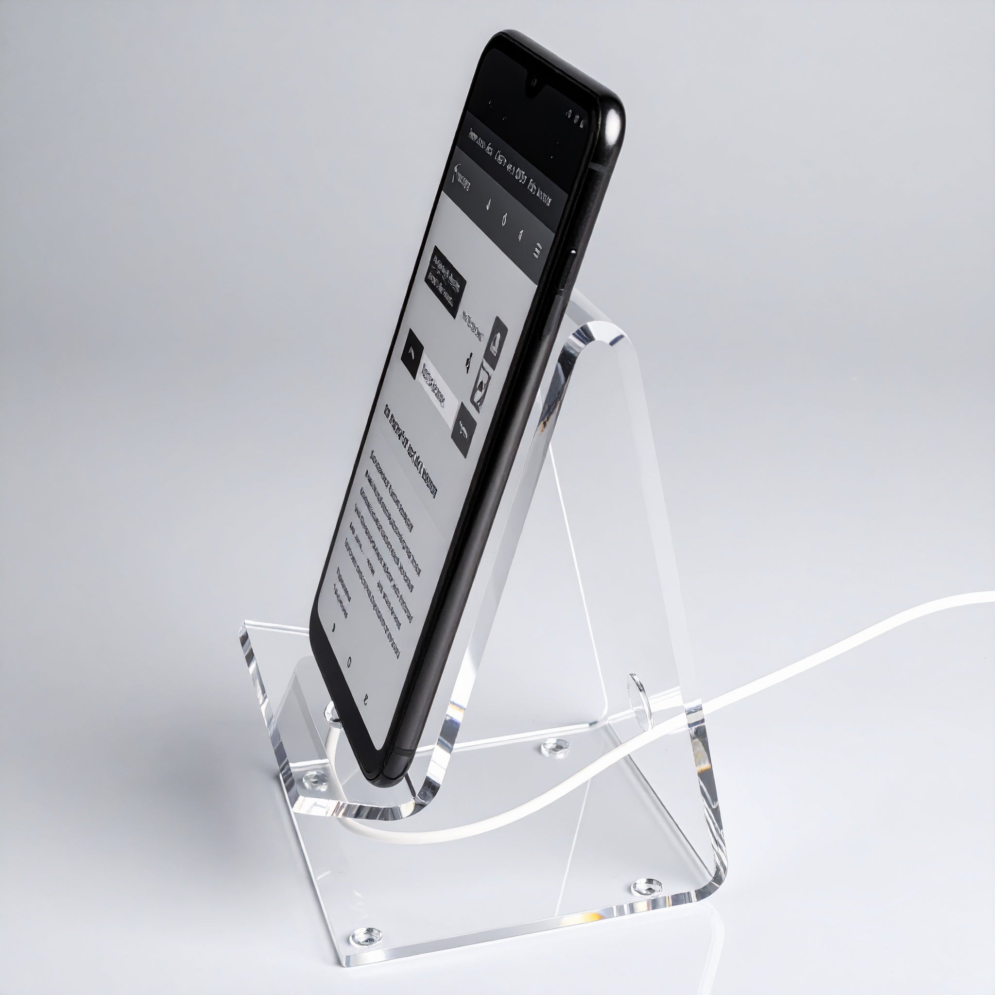 Deluxe Smartphone Display Stand — Power-Cord Model — Clear Acrylic ...