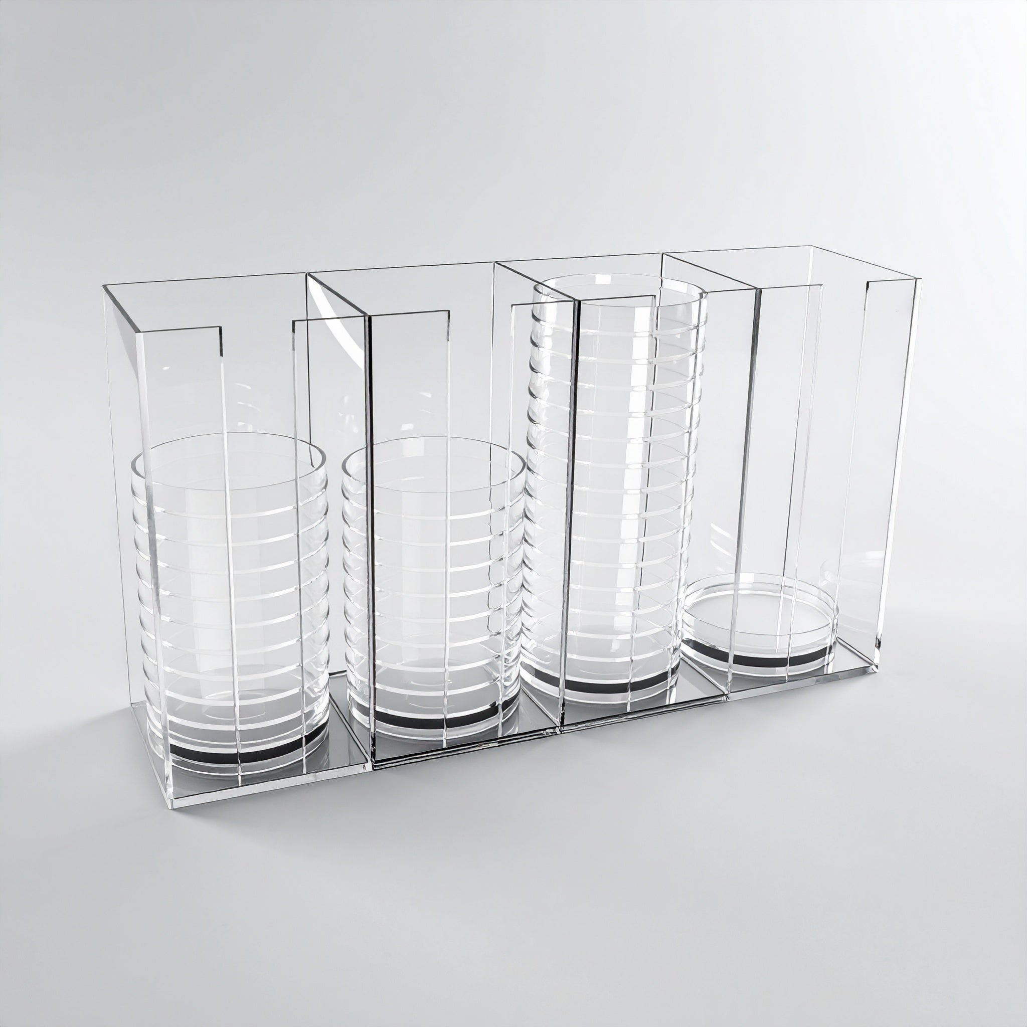 Media Plate Holder — Clear Acrylic Lab Stand (1–4 Sections, 50–150 mm ...