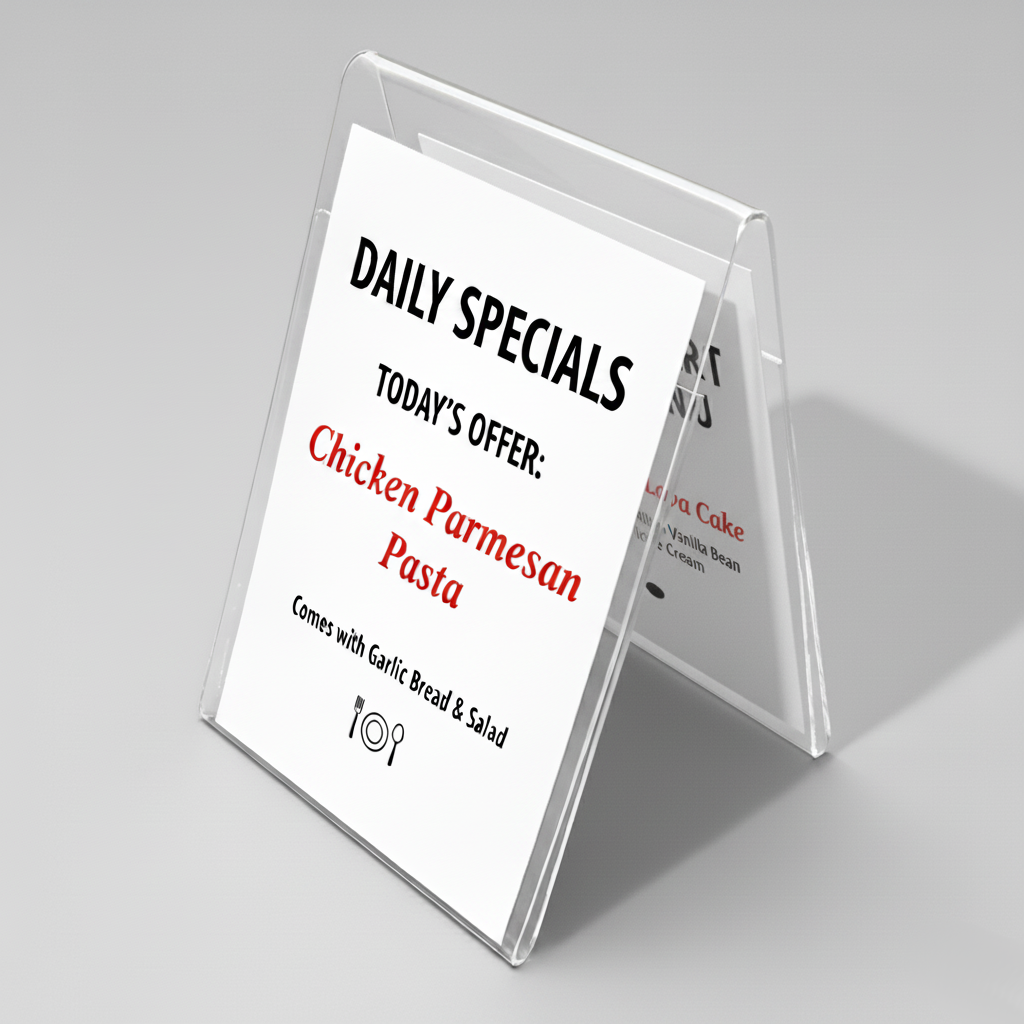 V-Style Acrylic Sign Holder — Double-Sided Countertop Display – Web ...